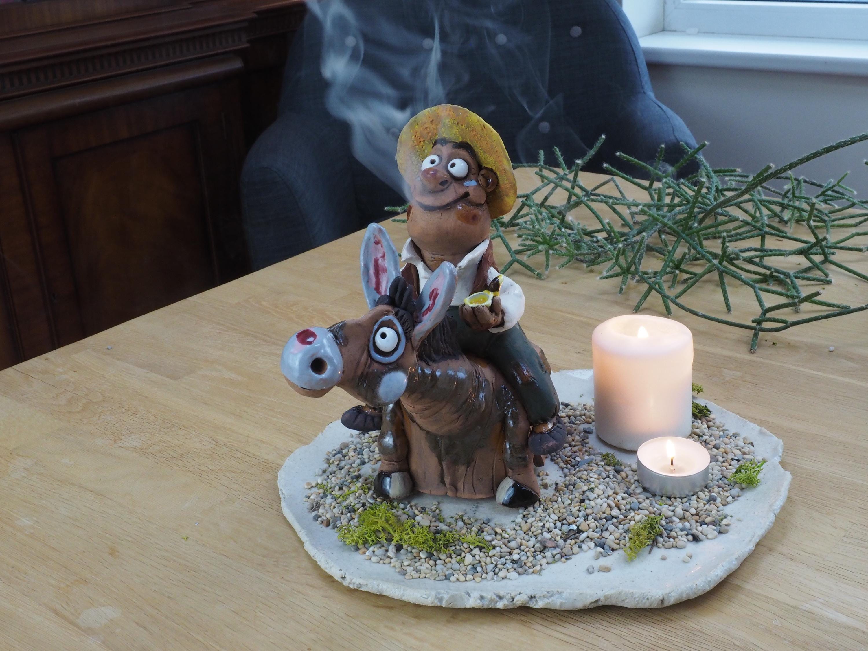 Midene Ceramic Sancho and Dapple Incense Holder Figurine Midene Ceramic Sancho and Dapple Incense Holder Figurine