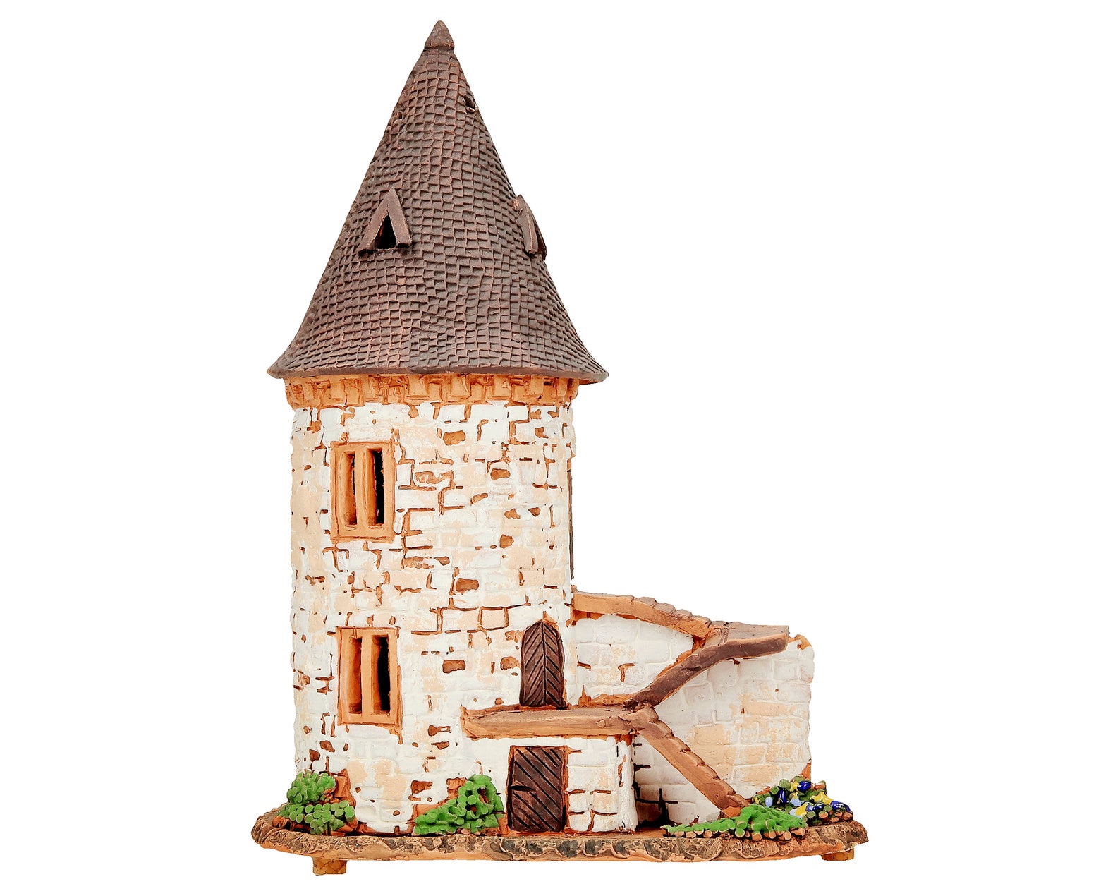 Midene Ceramic House Tea Light Candle Holder Collectible Clay Miniature ...