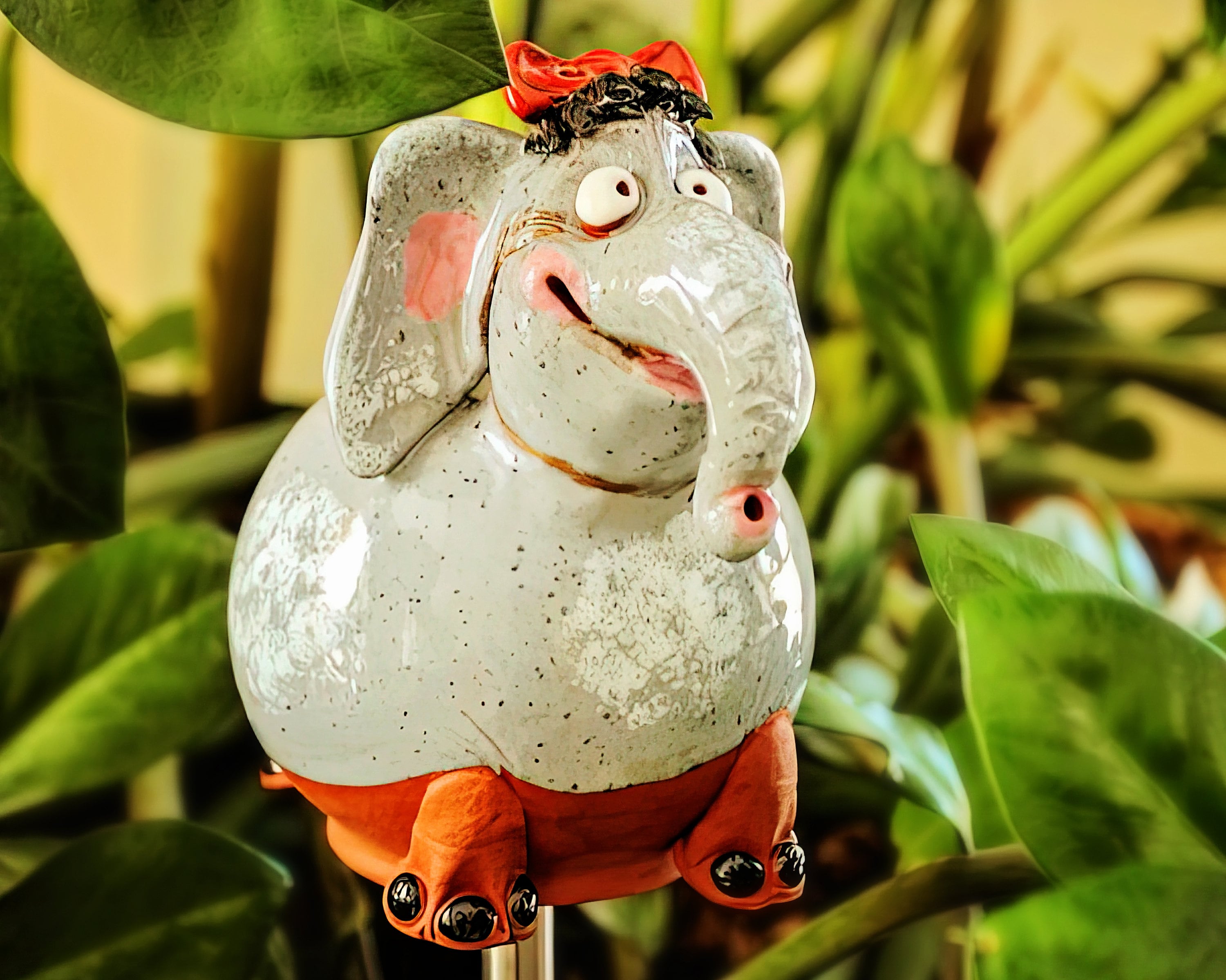 Ceramic Outdoor Decor Garden Elephant Girl Garden Stake - Etsy UK