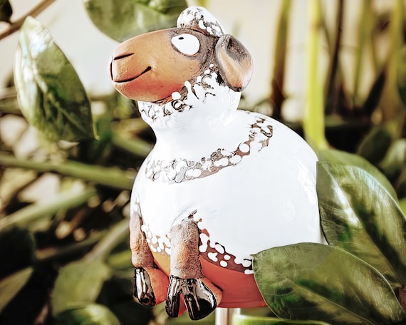White Sheep Ceramic Garden Decor Garden Stake Frostproof | Etsy