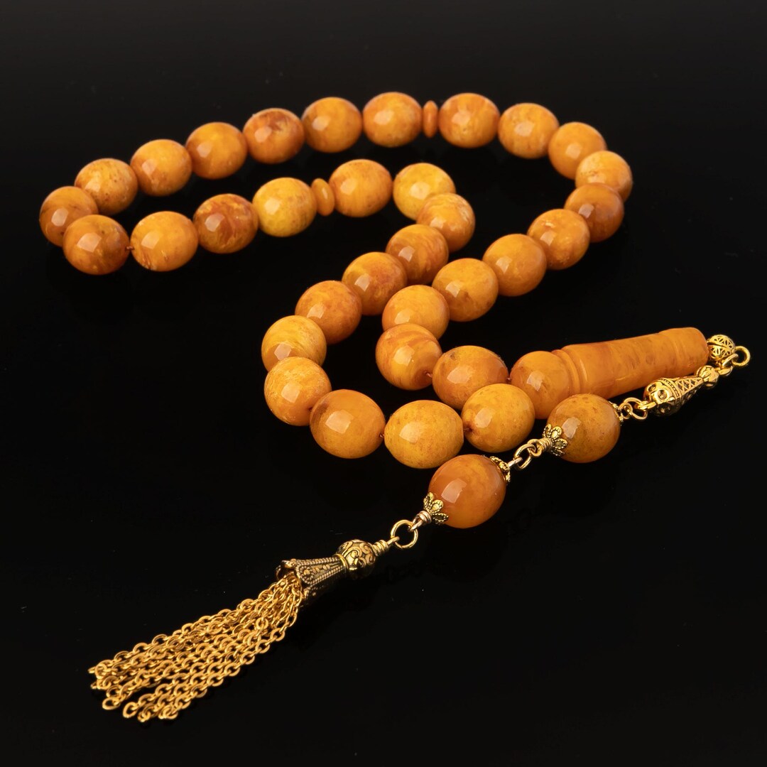Amber Tasbih-33 Islamic Old Prayer Beads,50g-brend Old Germany Amber ...