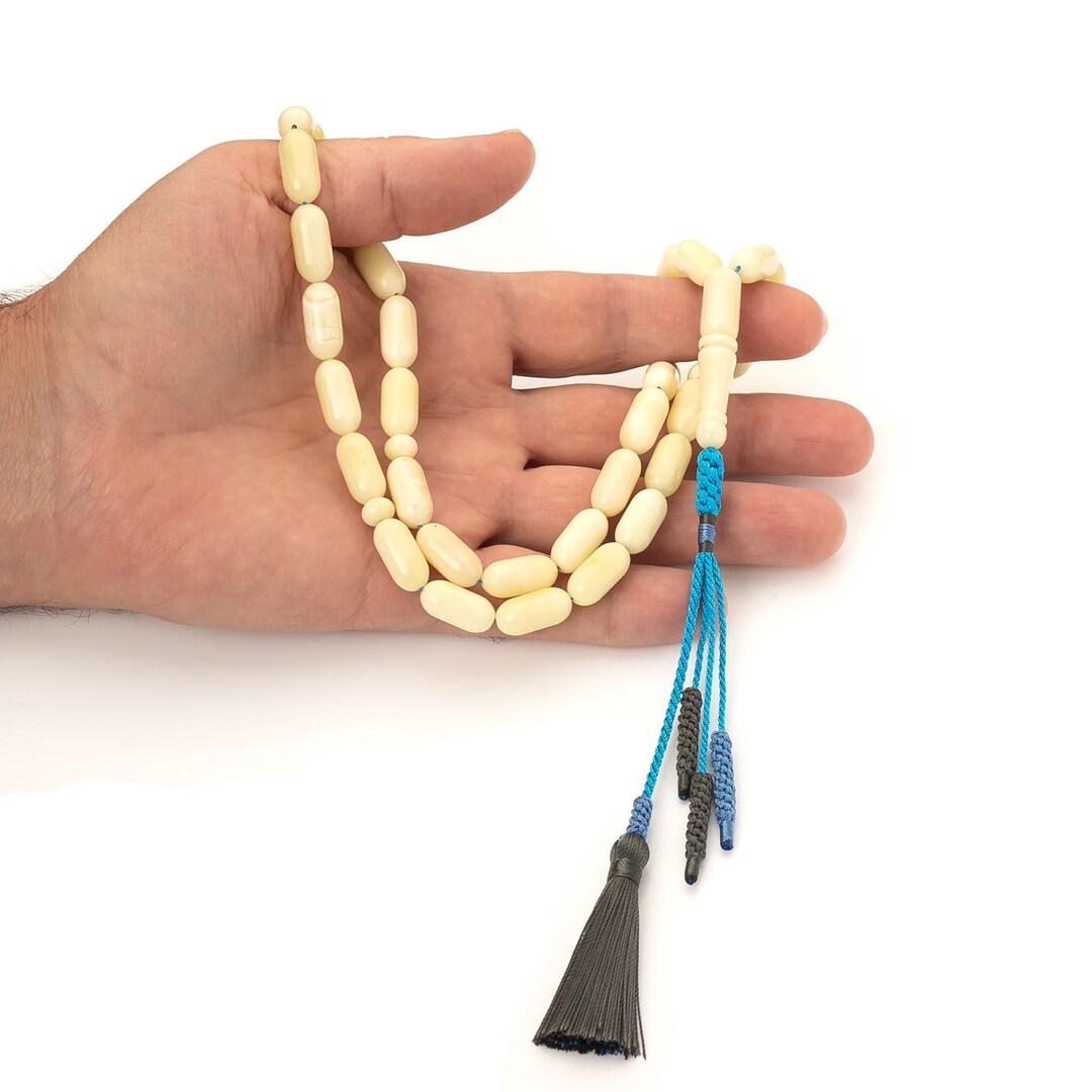 Amber Tasbih-33 Islamic Prayer Beads,29g-white Amber-amber Misbaha ...