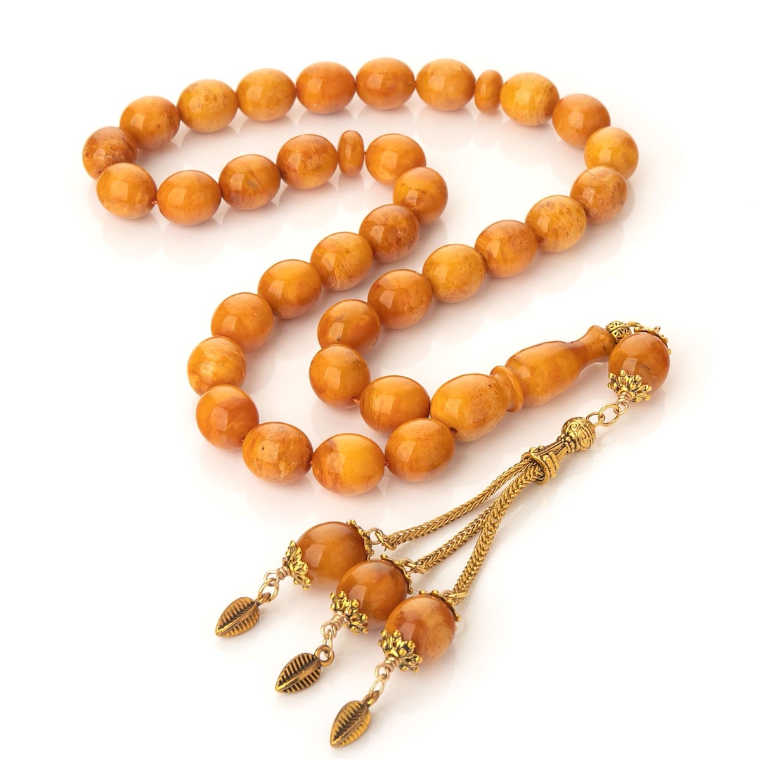 Amber Tasbih-amber Rosary-33 Islamic Old Prayer Beads,54g-brend Old ...
