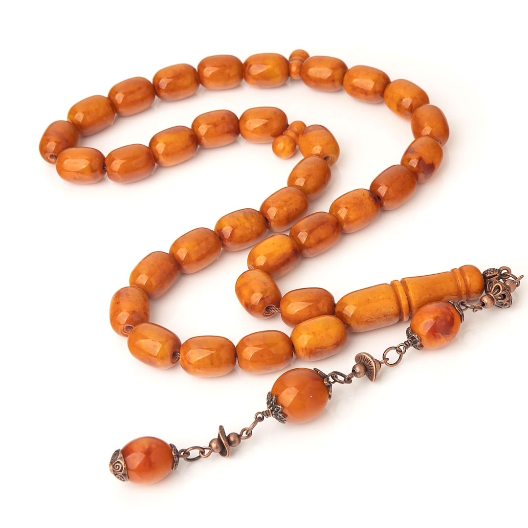 Amber Tasbih-33 Islamic Old Prayer Beads,62g-brend Old Germany Amber-antique Amber- كهرمان ...