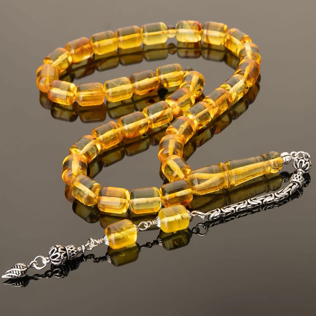 Baltic Amber Tasbih With Ancient Inclusions – 33 Islamic Prayer Beads ...