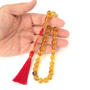 Natural Amber Tasbih-33 Islamic Prayer Beads-handmade Amber Rosary ...