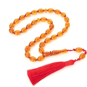 Amber Tasbih-33 Islamic Prayer Beads-handmade Amber Rosary-amber ...