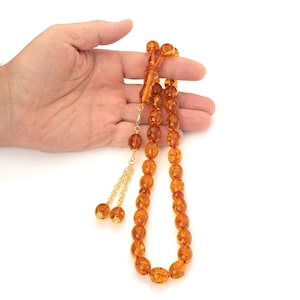 Amber Tasbih-33 Islamic Prayer Beads, 52g-amber Misbaha-handmade Amber ...