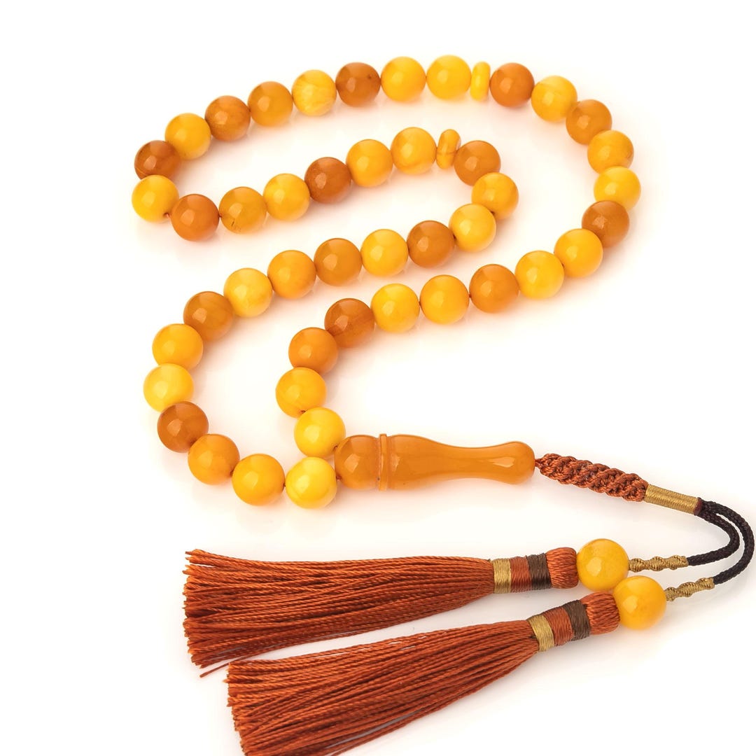 Rare Old Amber Misbaha-45 Islamic Old Prayer Beads-antique Amber Tasbih ...