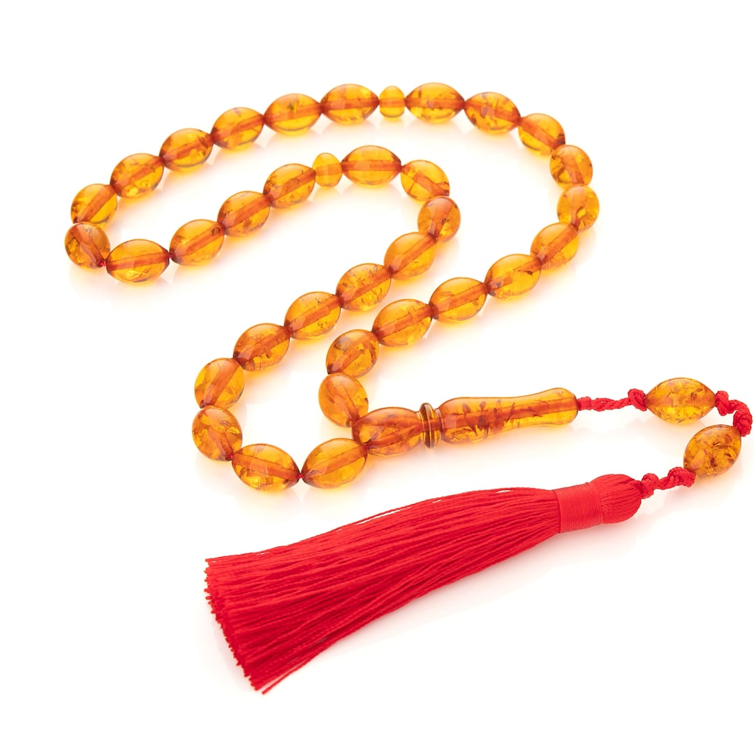 Amber Tasbih-33 Islamic Prayer Beads-handmade Amber Rosary-amber ...