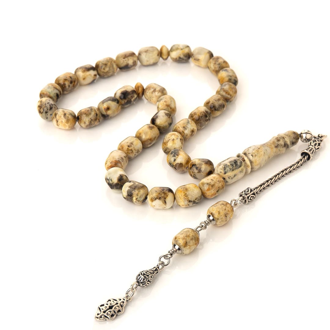 Handmade Amber Tasbih-33 Islamic Prayer Beads-silver Tassel-amber ...