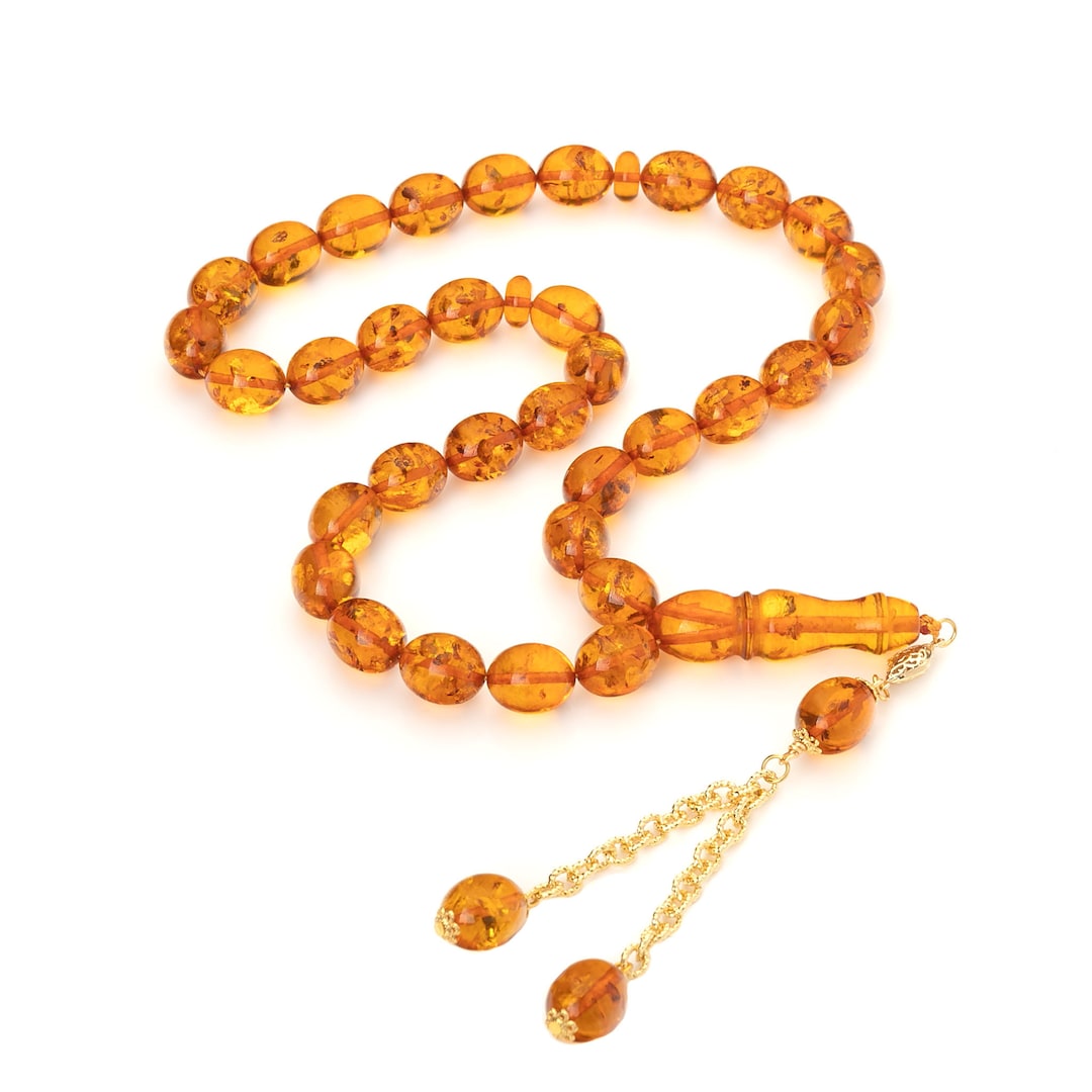 Amber Tasbih-33 Islamic Prayer Beads, 52g-amber Misbaha-handmade Amber ...
