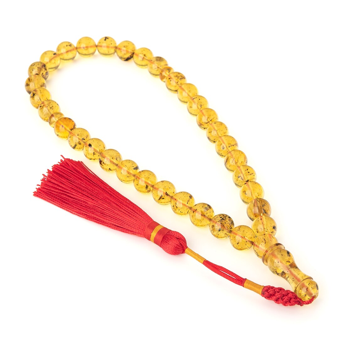 Natural Amber Tasbih-33 Islamic Prayer Beads-handmade Amber Rosary ...
