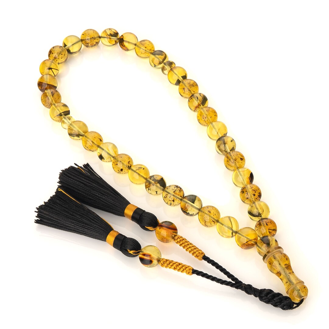 Genuine Amber With Inclusions of Two Insects-amber Tasbih-33 Islamic ...