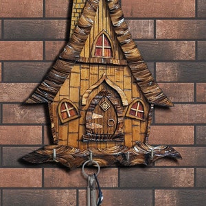 Wall Key Rack, Family Key Rack, Wood Key Holder, Key Rack Wooden House ...