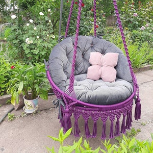 Chic Hanging Macrame Hammock Chair, Quality, Durable, Comfortable ...