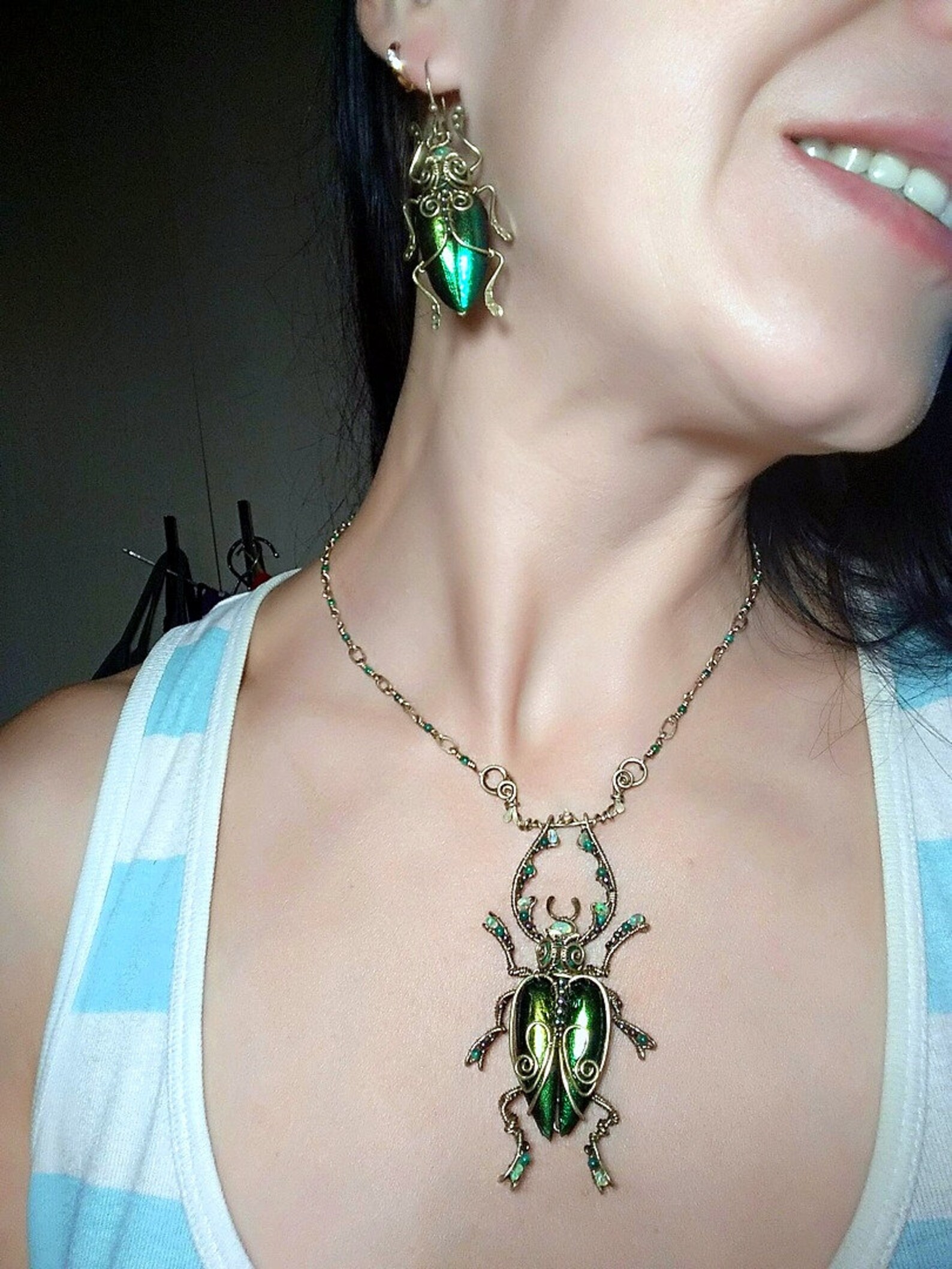 Beetle Pendant Wire Wrap Scarab Jewelry Insect Jewelry. - Etsy