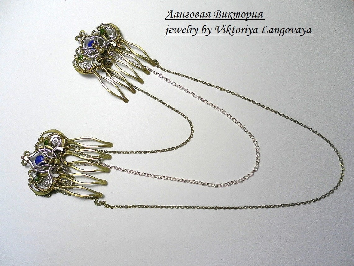 Pair of Hair Pins Jewelry Hair Chain Hair Comb Hair - Etsy