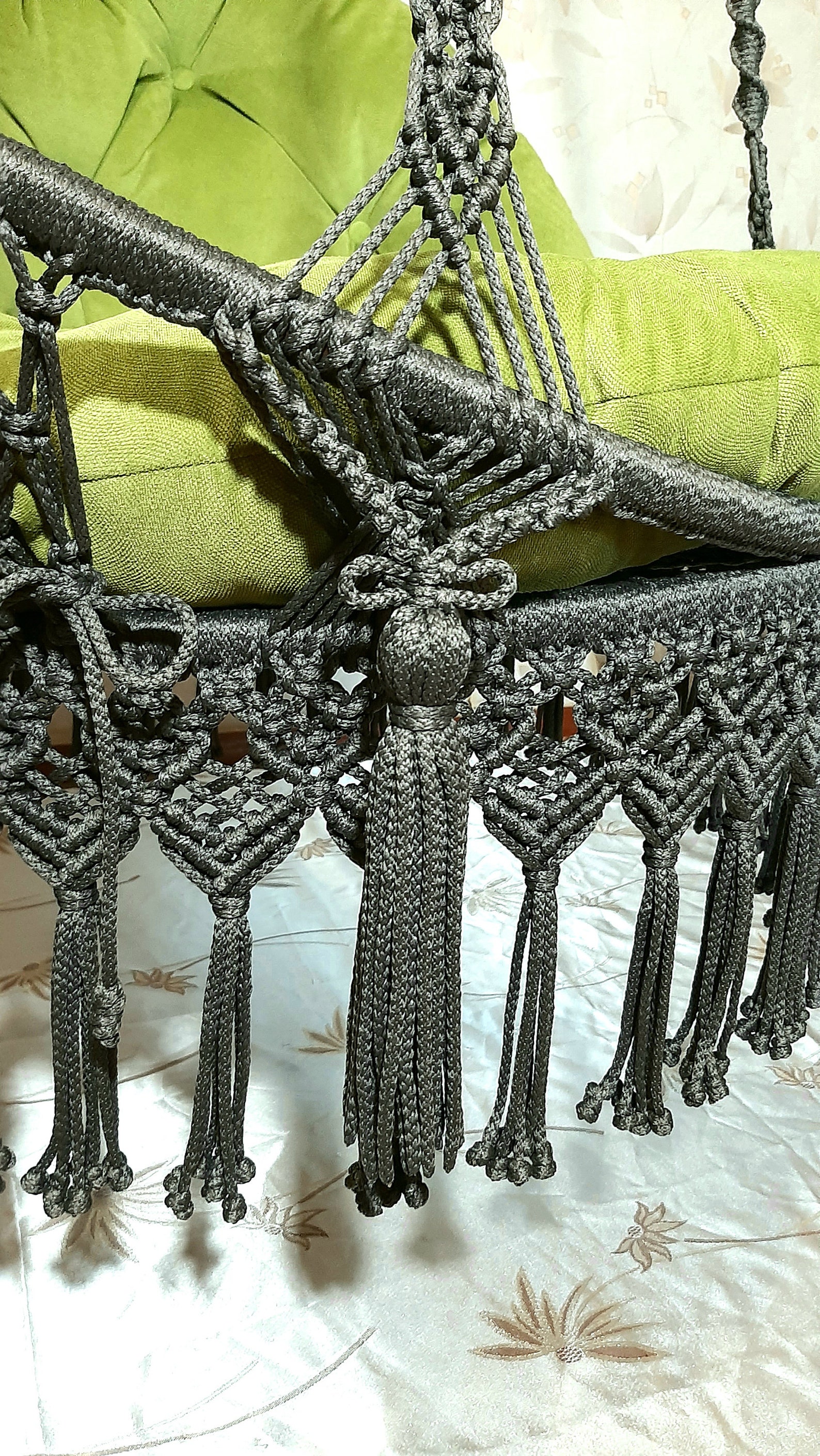 Hanging Macrame Chair Swing Handmade With Cushions Macrame - Etsy