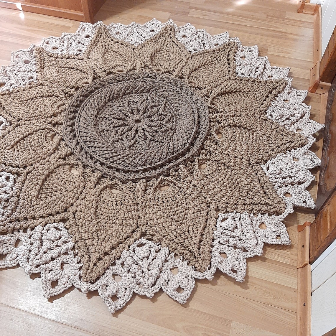 Round Crocheted Rug Handmade Carpet Cocoa With Milk - Etsy