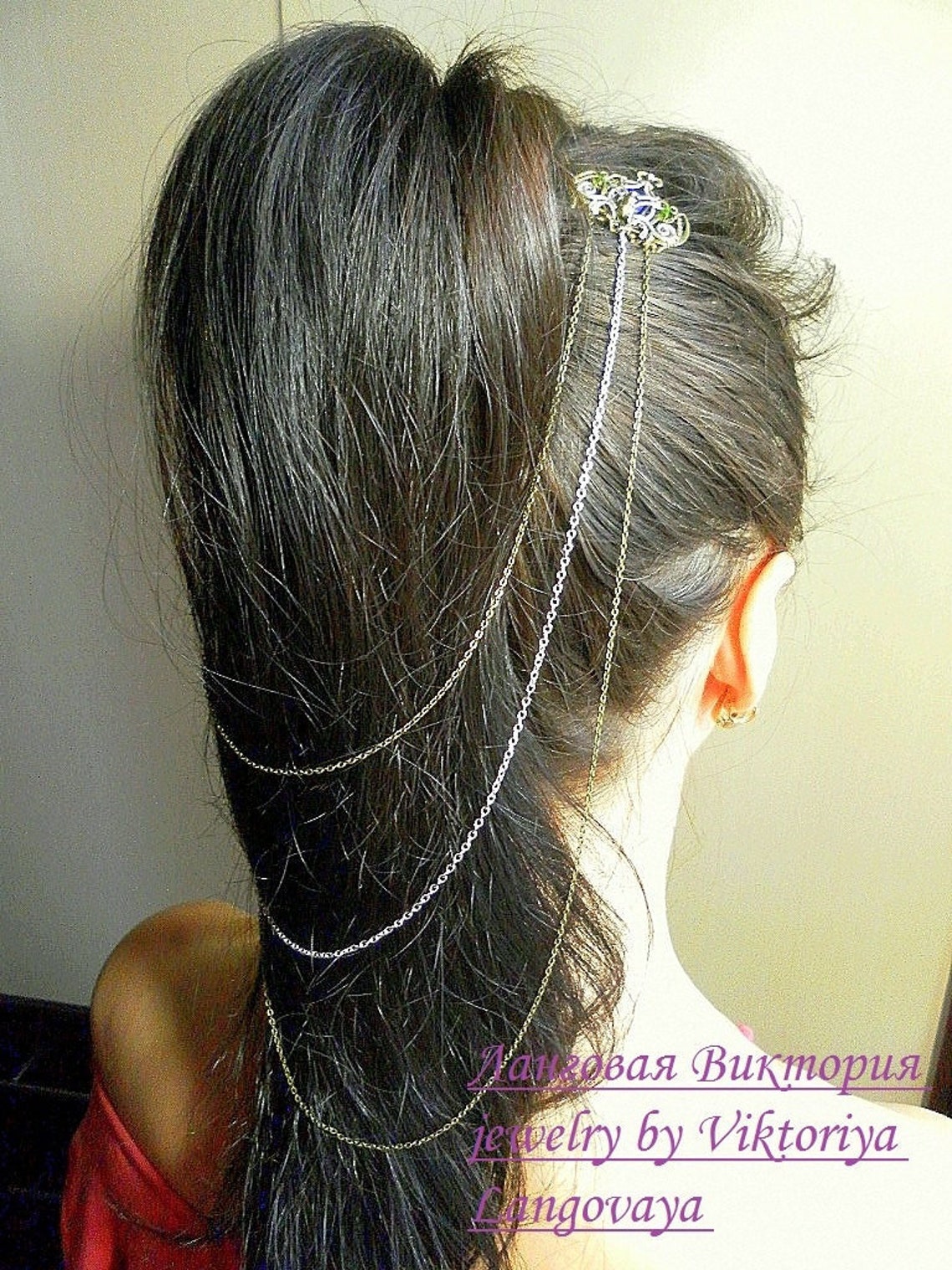 Pair of Hair Pins, Jewelry Hair Chain, Hair Comb, Hair Jewelry, Bridal ...