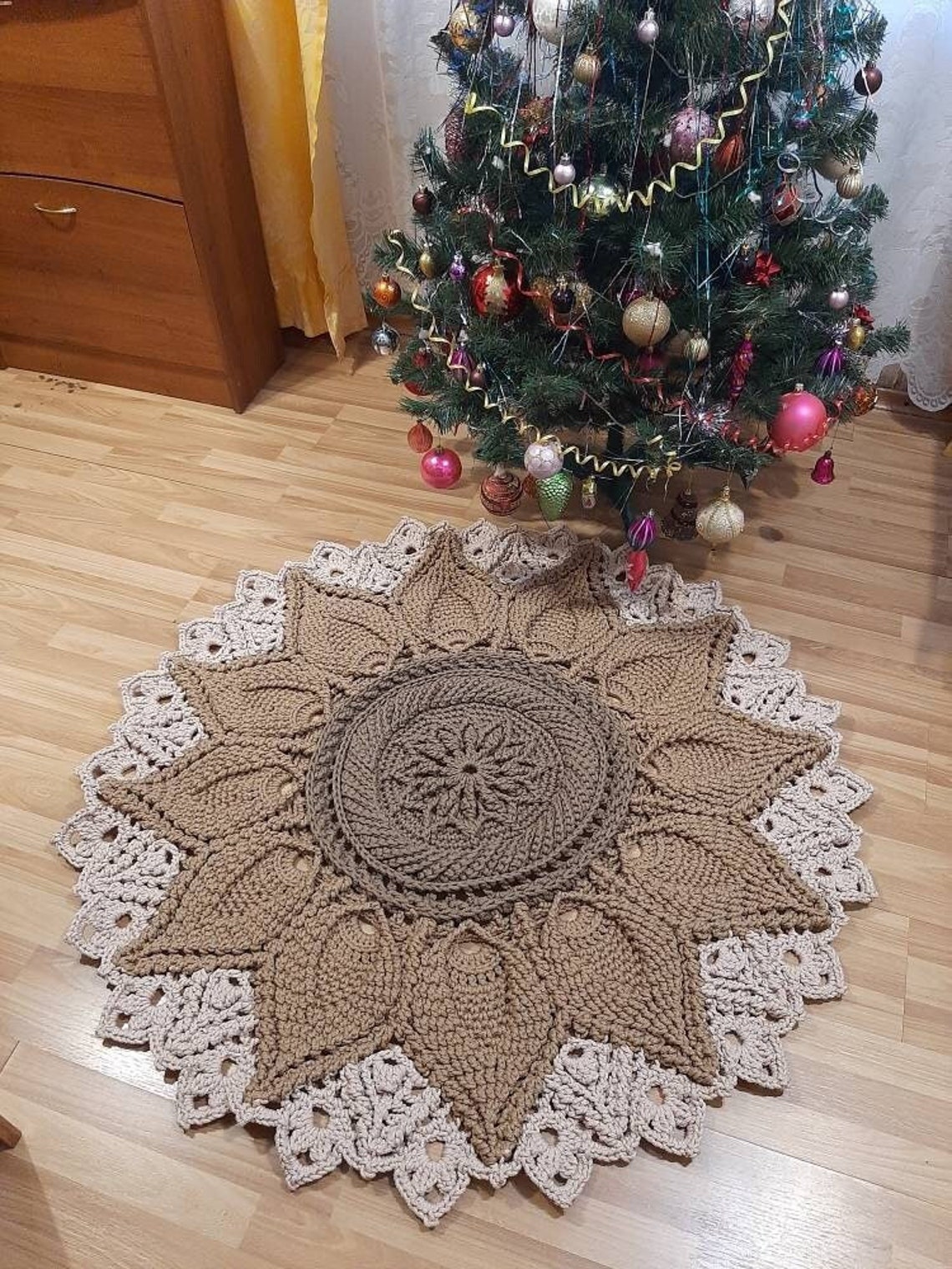 Round Crocheted Rug Handmade Carpet Cocoa With Milk - Etsy