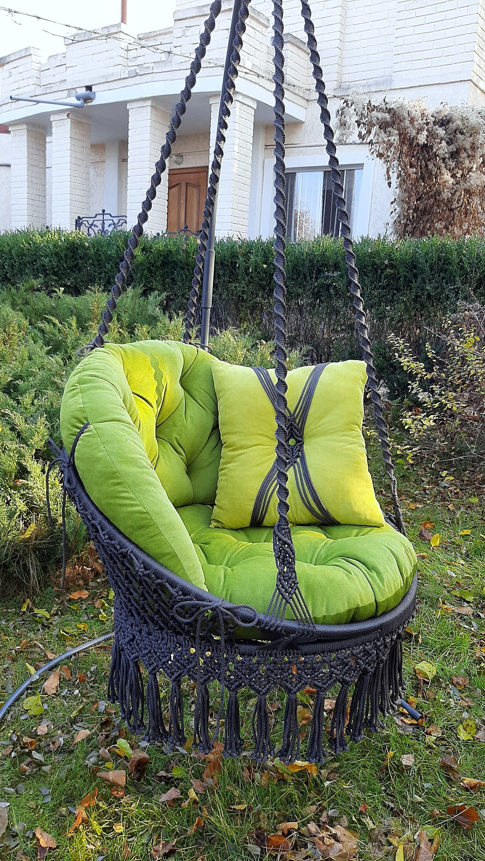 Hanging Macrame Chair Swing Handmade With Cushions Macrame | Etsy