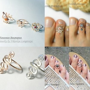 Leaf Toe Ring, Foot Jewelry, Adjustable Ring, Boho Ring, Midi Ring, Silver Ring, Beach Fashion ...