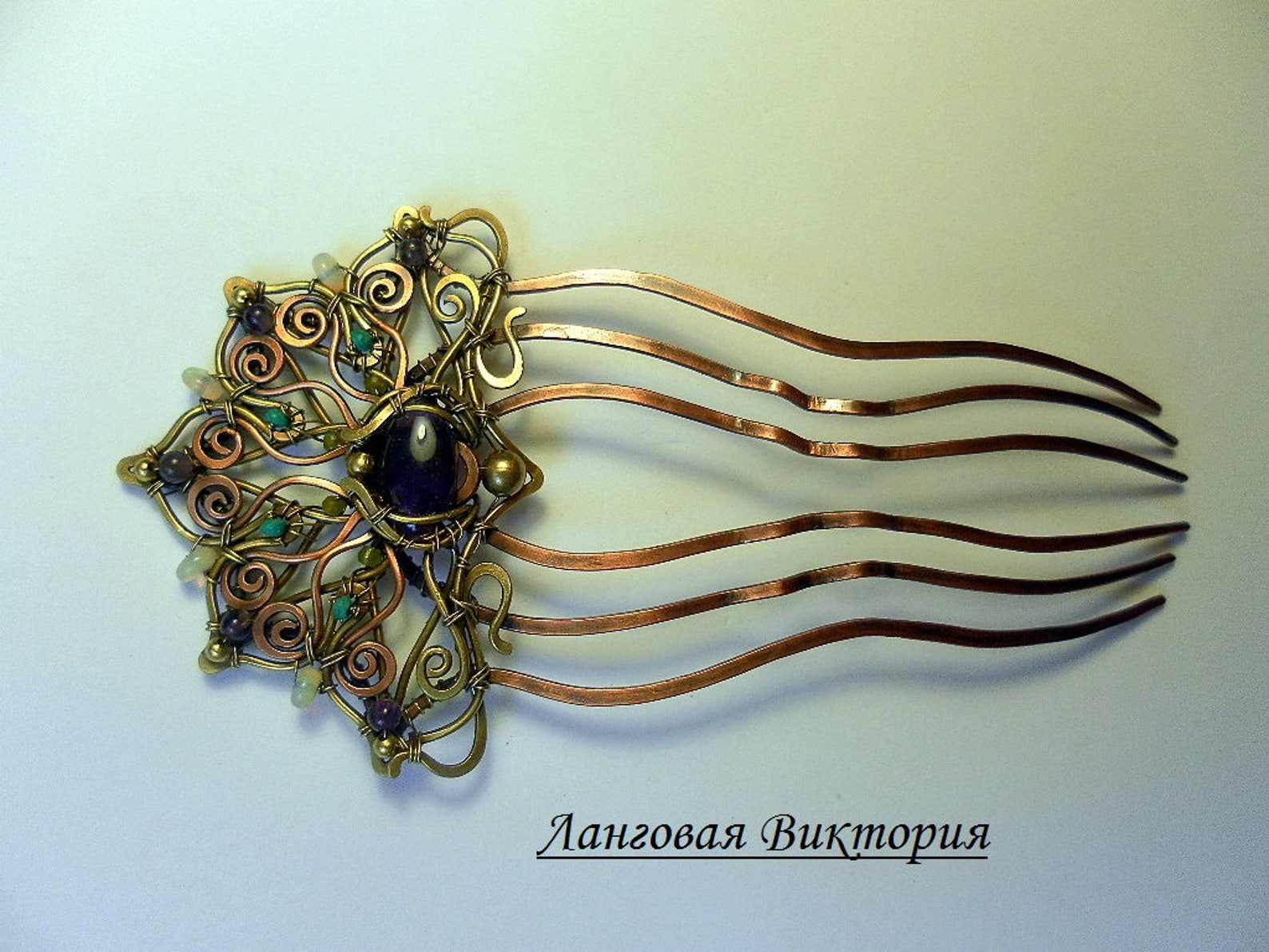 Hair Comb Jewelry, Barrette Hair, Wire Wrapped Pin for Hair, Wedding ...