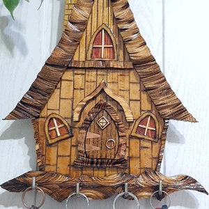 Wall Key Rack, Family Key Rack, Wood Key Holder, Key Rack Wooden House ...