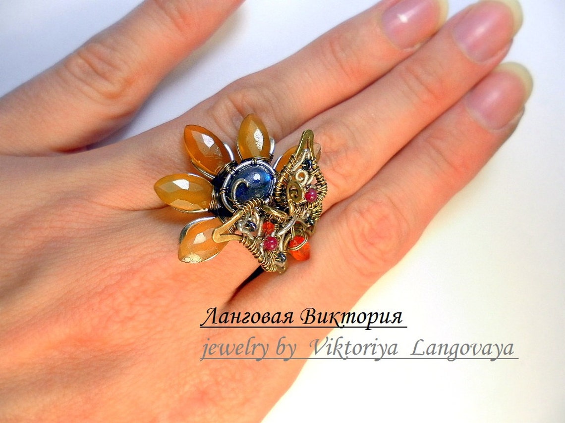 Butterfly Ring Silver Flower Ring Sunflower Ring Floral - Etsy