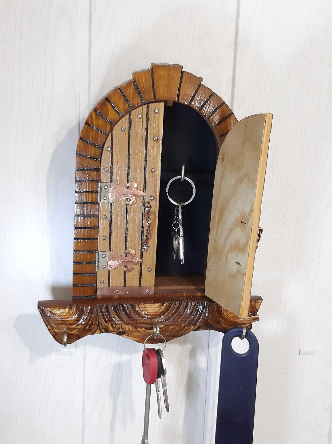 Wall Key Rack, Family Key Rack, Wood Key Holder, Key Rack Wooden House ...