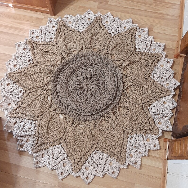 Round Crocheted Rug Handmade Carpet Cocoa With Milk - Etsy