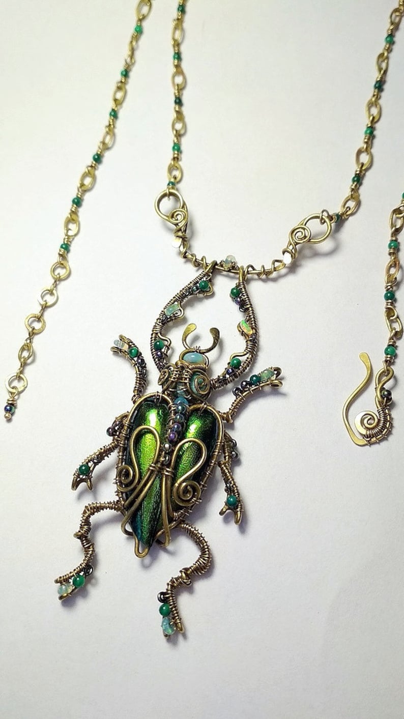 Beetle Pendant Wire Wrap Scarab Jewelry Insect Jewelry. - Etsy