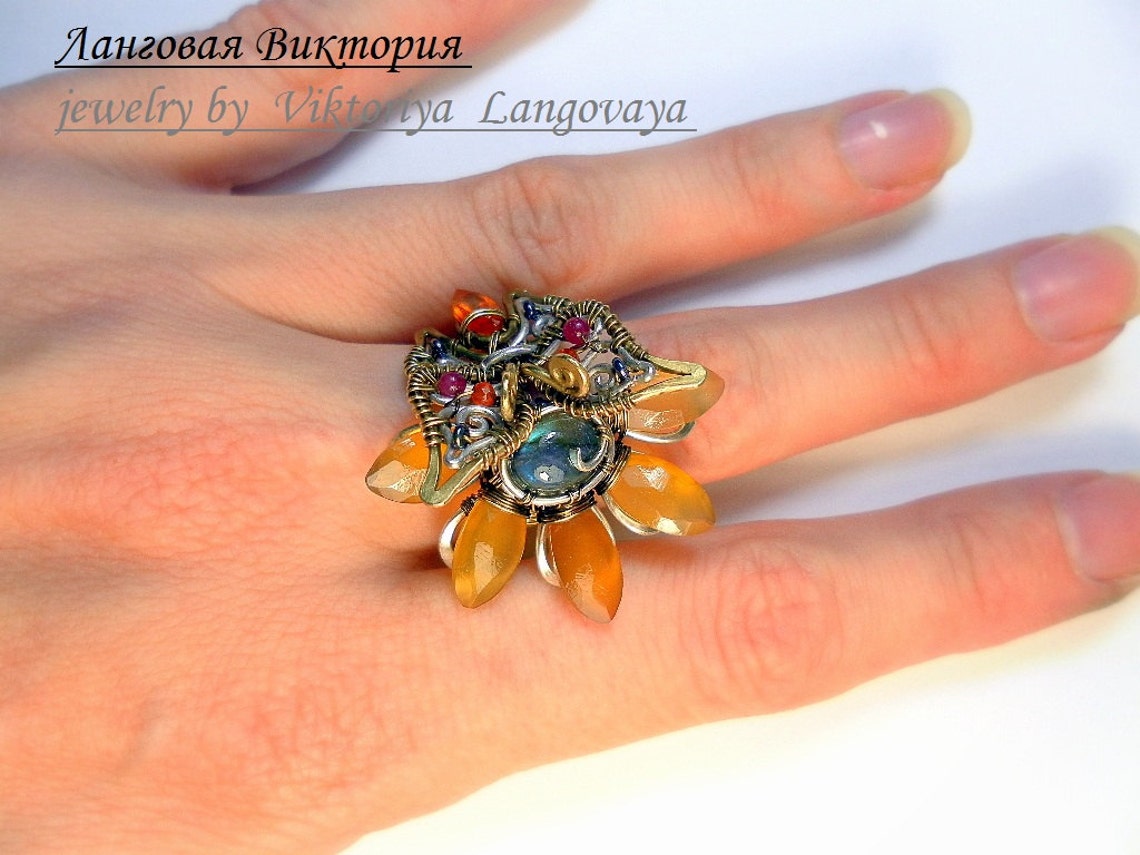 Butterfly Ring Silver Flower Ring Sunflower Ring Floral - Etsy