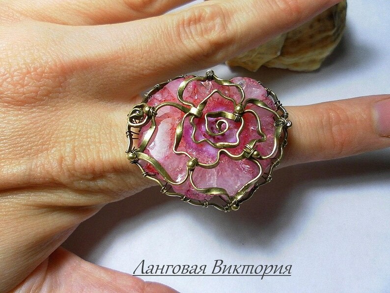 Ring Rose, Wire Wrap Jewelry, Large Boho Ring, Bright, Silver Ring ...