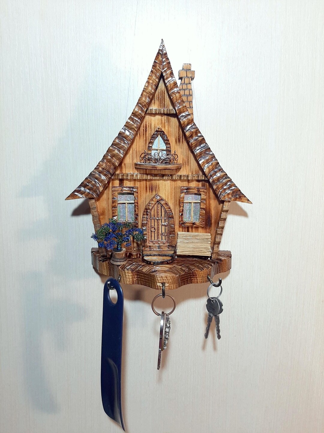 Wall Key Rack, Family Key Rack, Wood Key Holder, Key Rack Wooden House ...