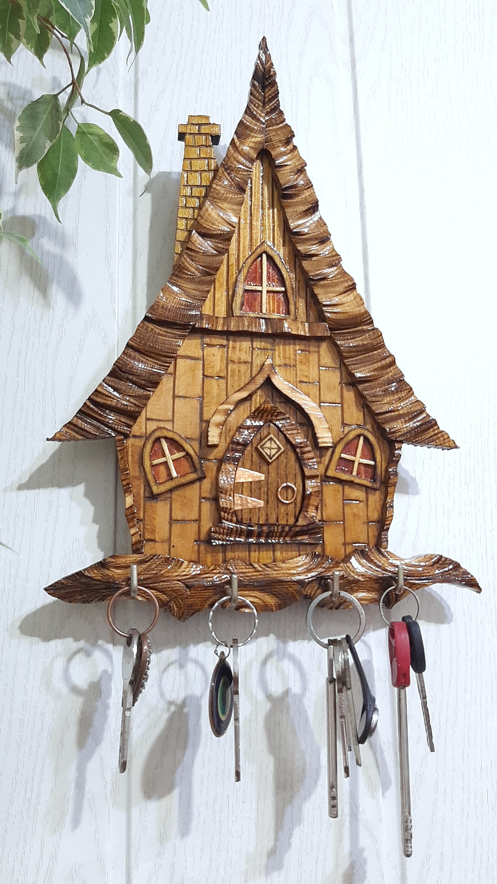 Wall Key Rack, Family Key Rack, Wood Key Holder, Key Rack Wooden House ...
