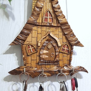 Wall Key Rack, Family Key Rack, Wood Key Holder, Key Rack Wooden House ...