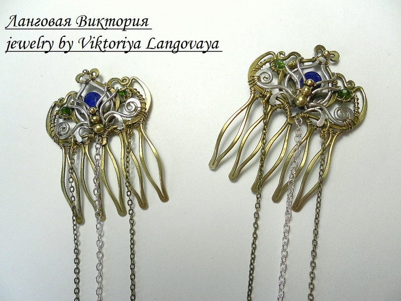 Pair of Hair Pins, Jewelry Hair Chain, Hair Comb, Hair Jewelry, Bridal ...