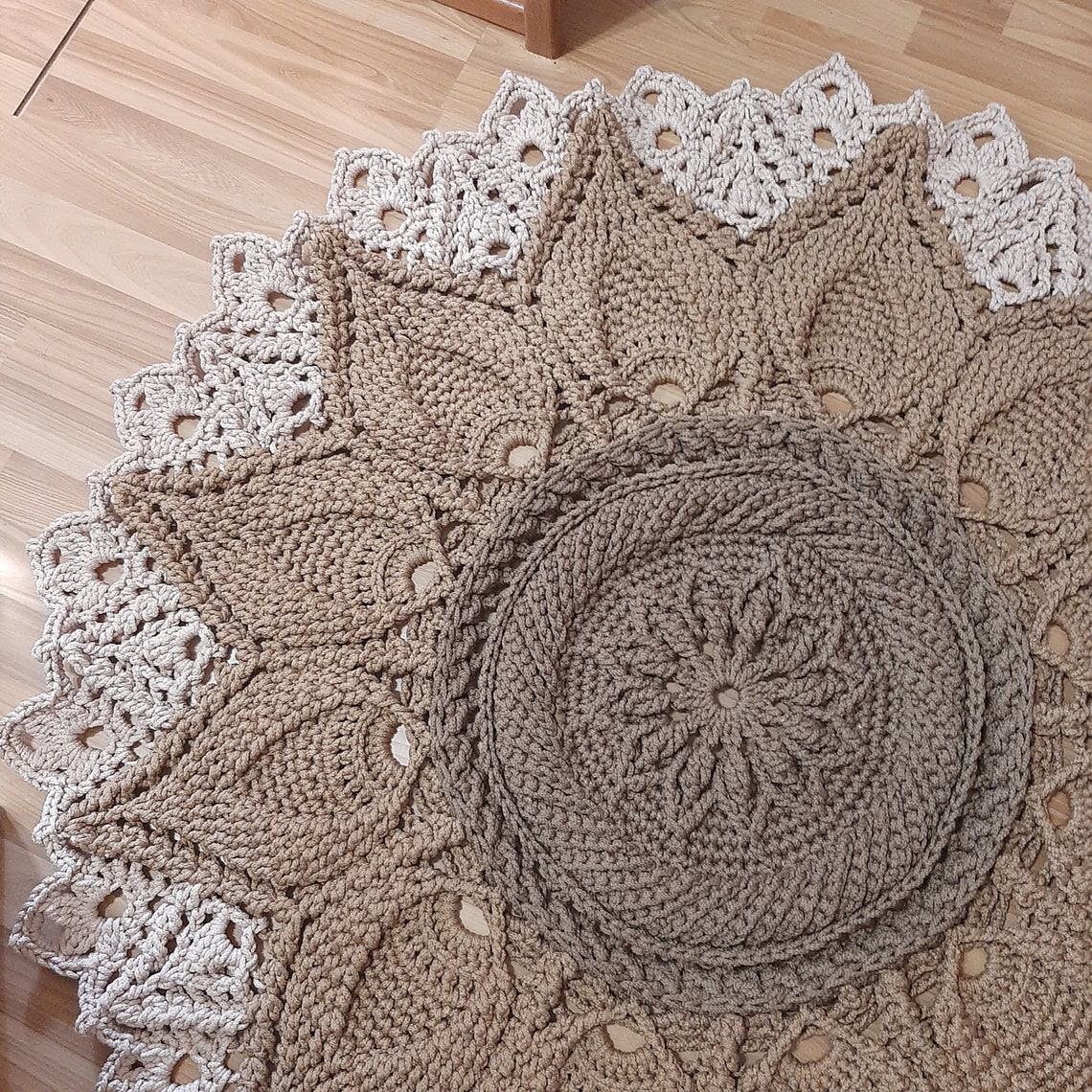 Round Crocheted Rug Handmade Carpet Cocoa With Milk - Etsy