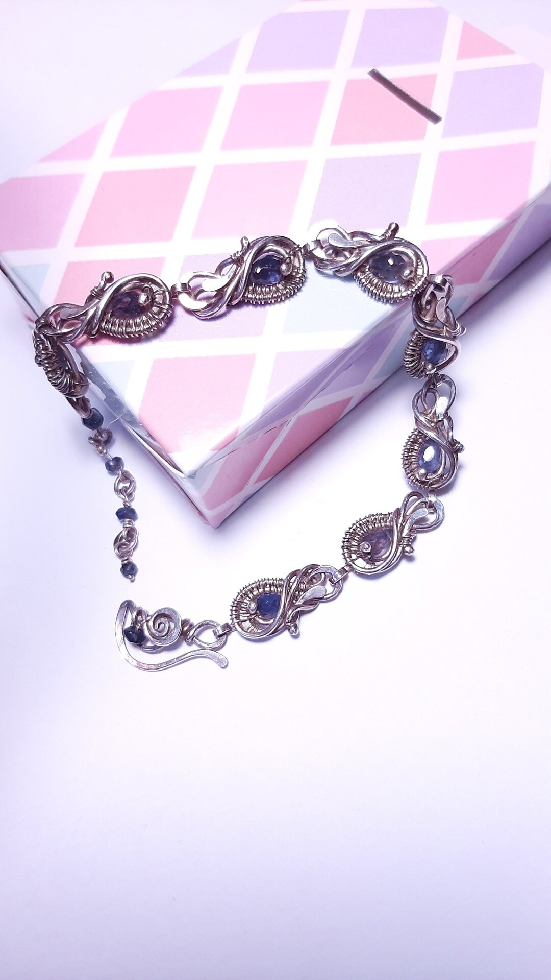 Silver Bracelet With Superb Iolite, Handmade Wire Wrapped Bracelet ...