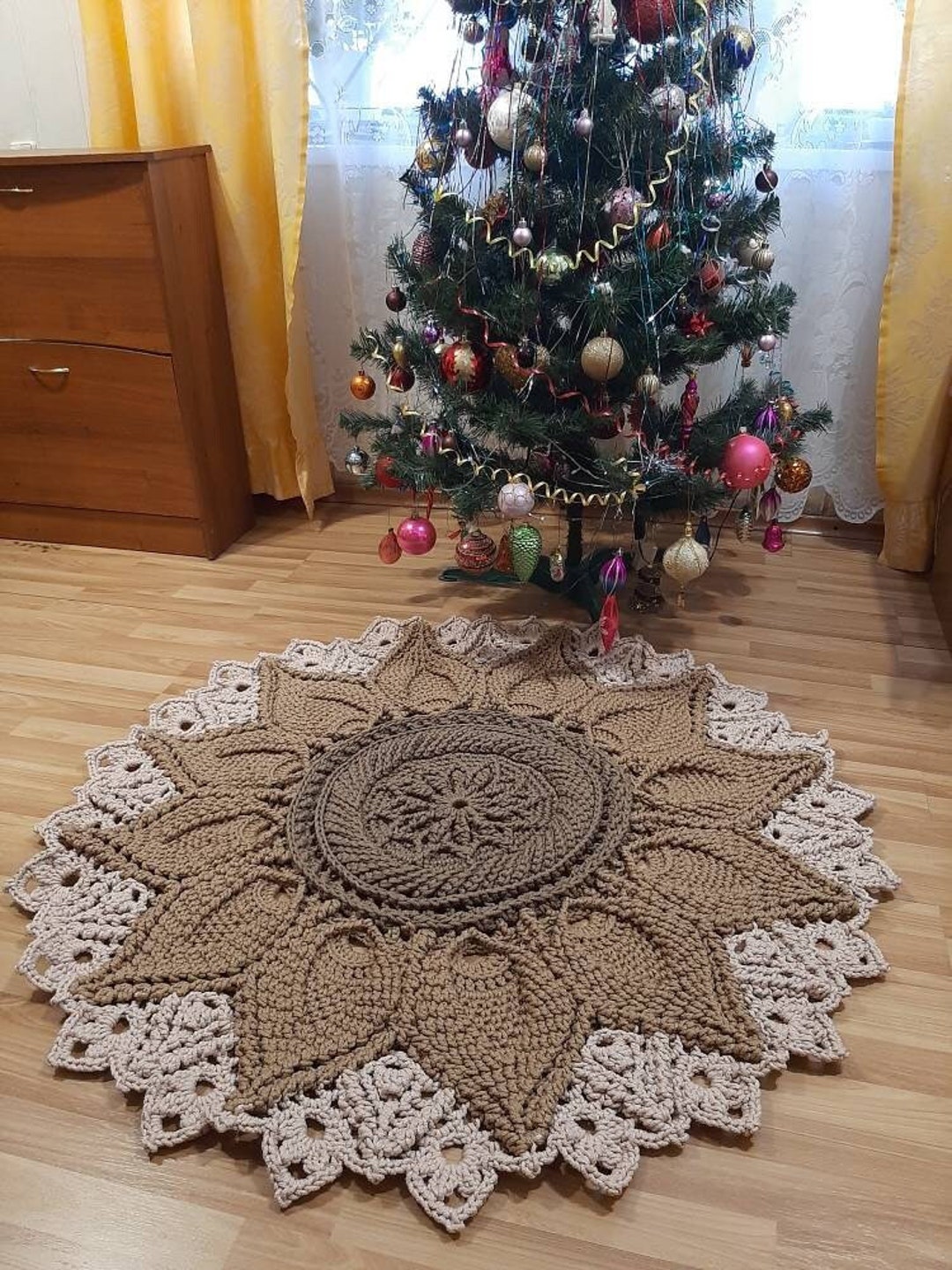 Round Crocheted Rug Handmade Carpet Cocoa With Milk - Etsy