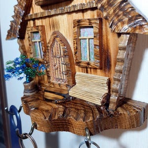 Wall Key Rack, Family Key Rack, Wood Key Holder, Key Rack Wooden House ...