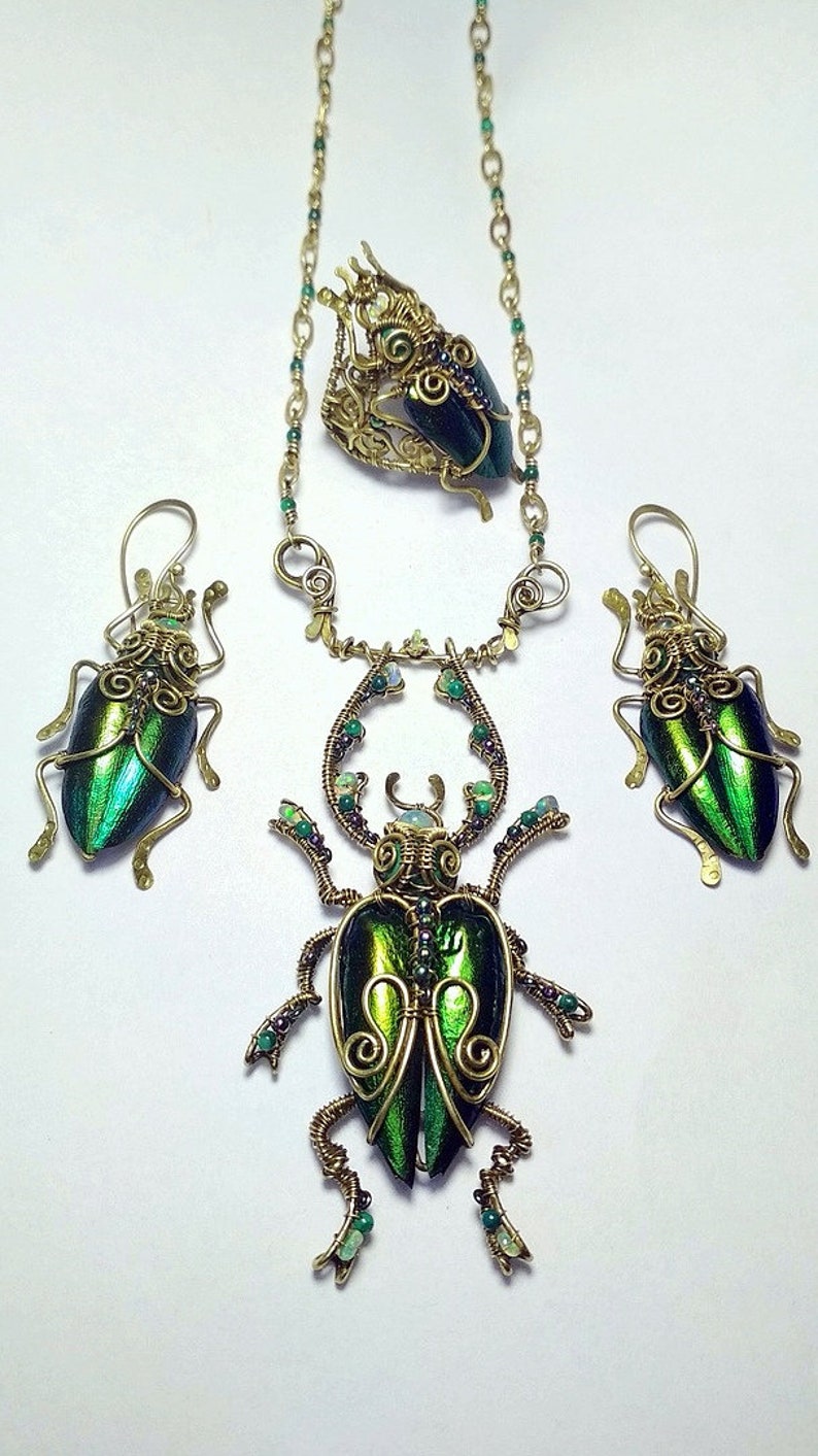 Beetle Pendant Wire Wrap Scarab Jewelry Insect Jewelry. - Etsy