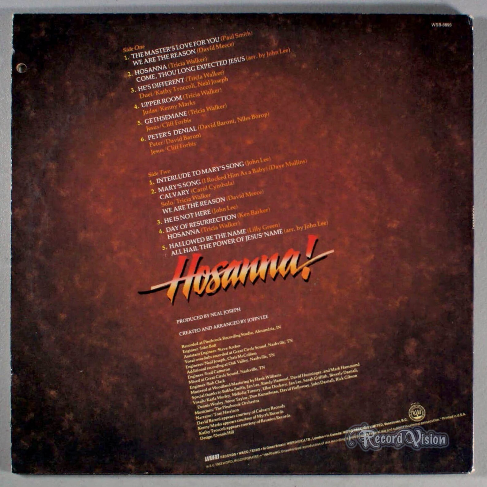 Hosanna an Easter Musical 1982 Vinyl LP Kathy Troccoli - Etsy