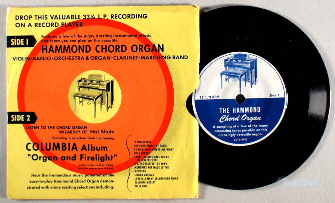 Hammond Chord Organ (7" Sampler) (1956) Vinyl - Hal Shutz, Firelight ...