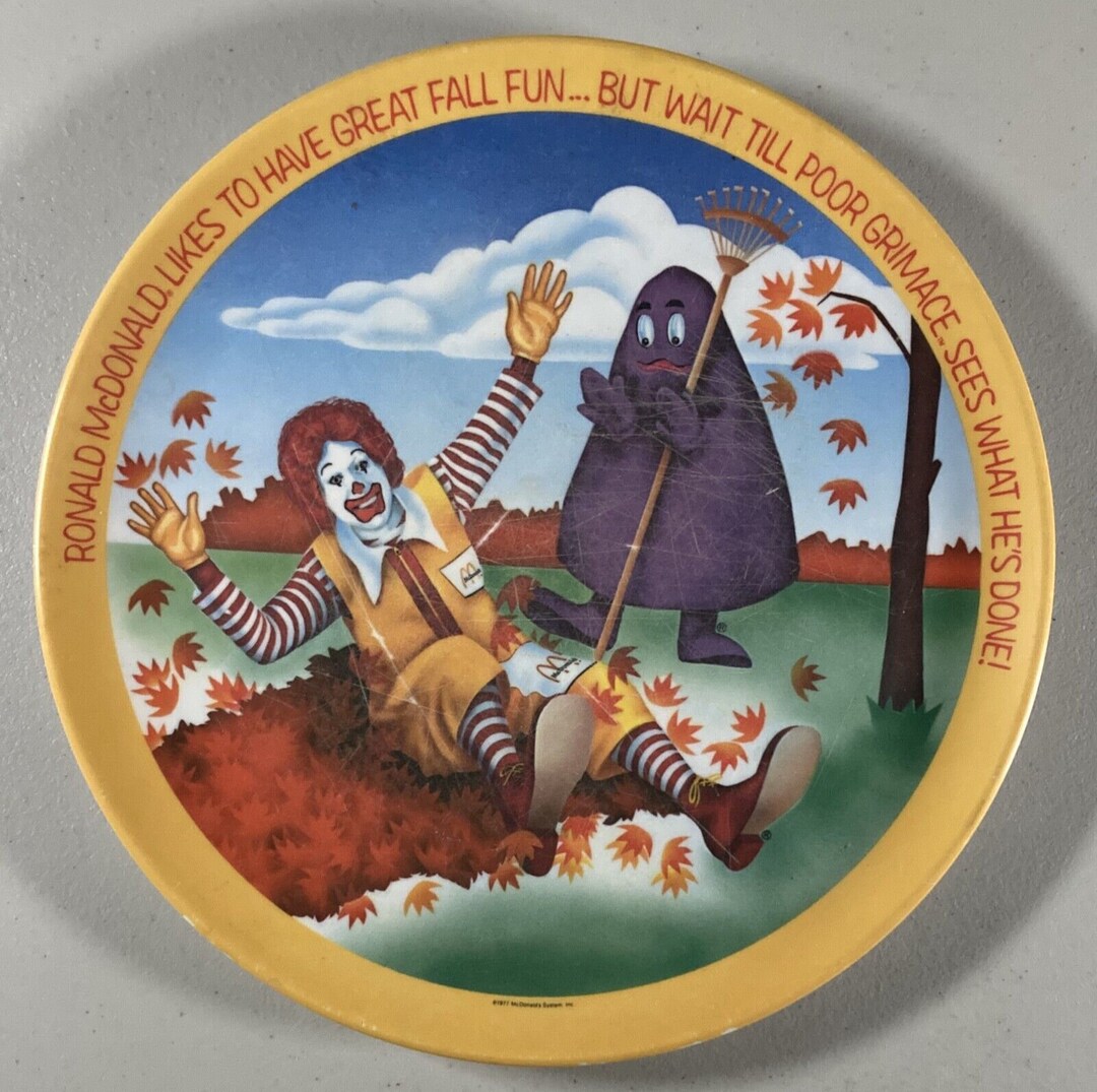 Vintage Ronald Mcdonald & Grimace Collector's Mcdonalds Plate 1977 ...