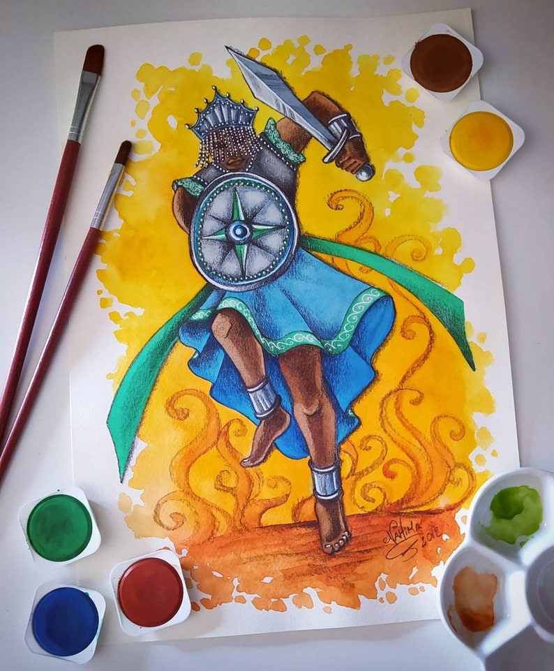 Ogun Ogum Ogoun Orishas Ilustración Impresión de pintura original ...