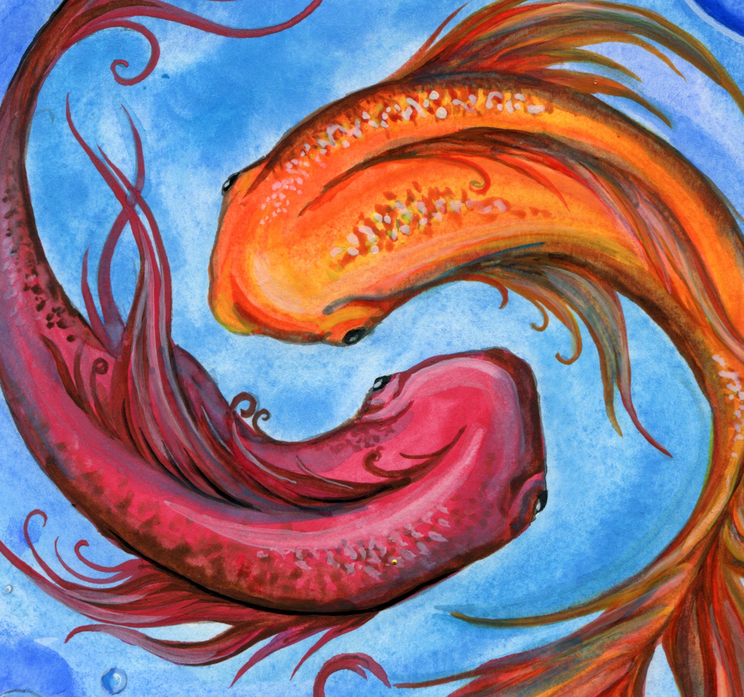 Pisces-Watercolor-zodiac sign-original painting print-Zodiac | Etsy